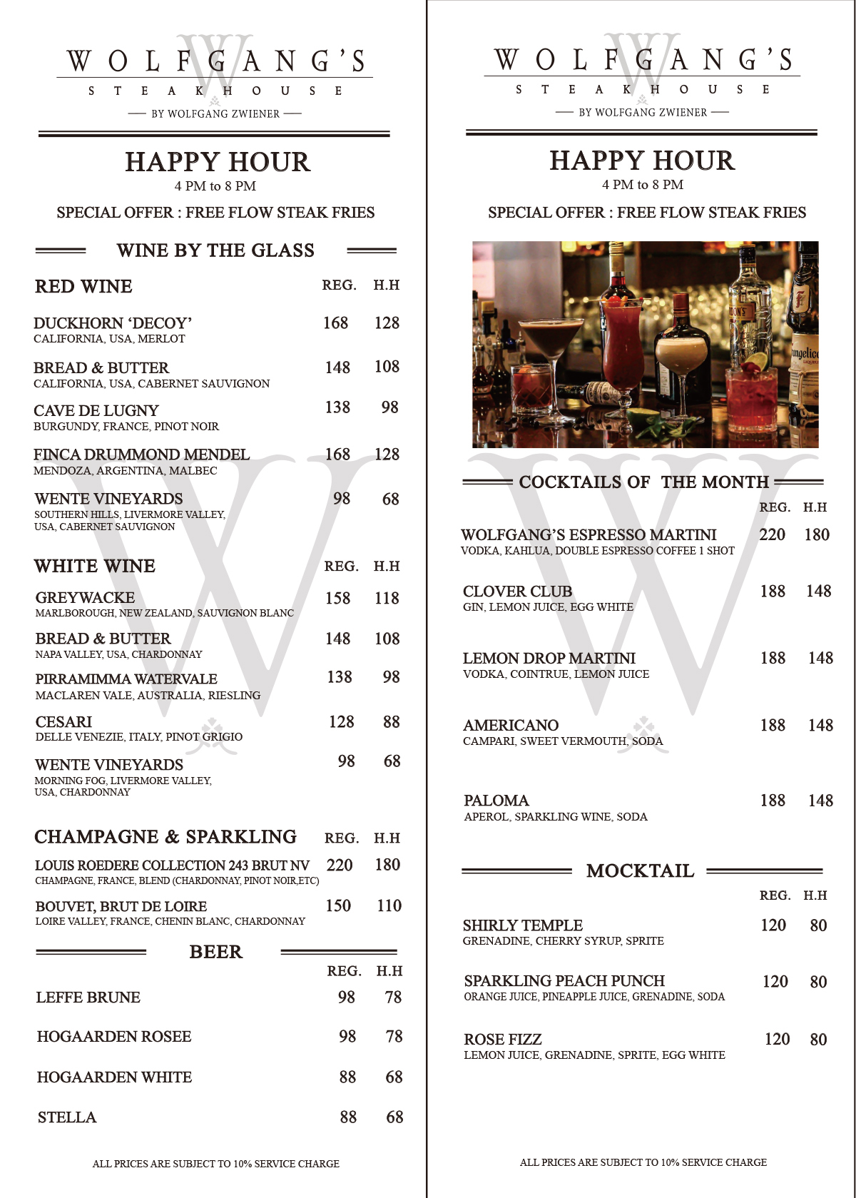 Wolfgang's SteakHouse Menu